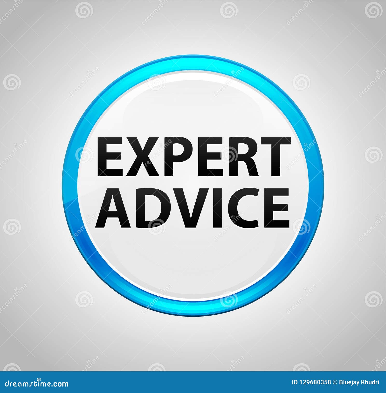 Expert Advice Round Blue Push Button Stock Illustration - Illustration ...