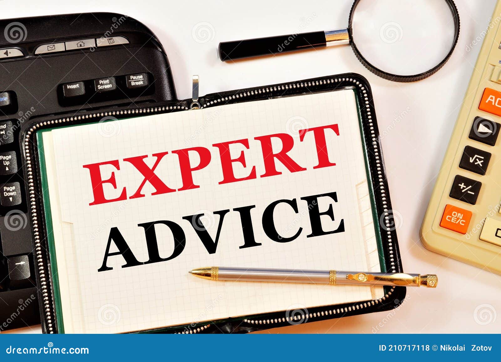 Expert Advice. Text Label on the Notepad. Evaluation for the Purpose of ...