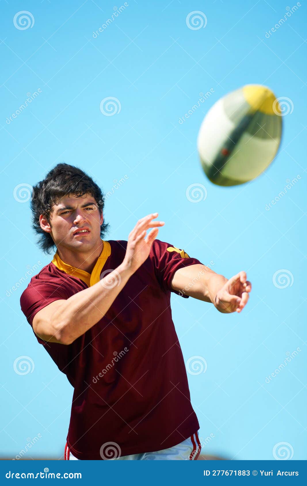 An Expert with the Ball. a Young Rugby Player Executing a Pass. Stock ...