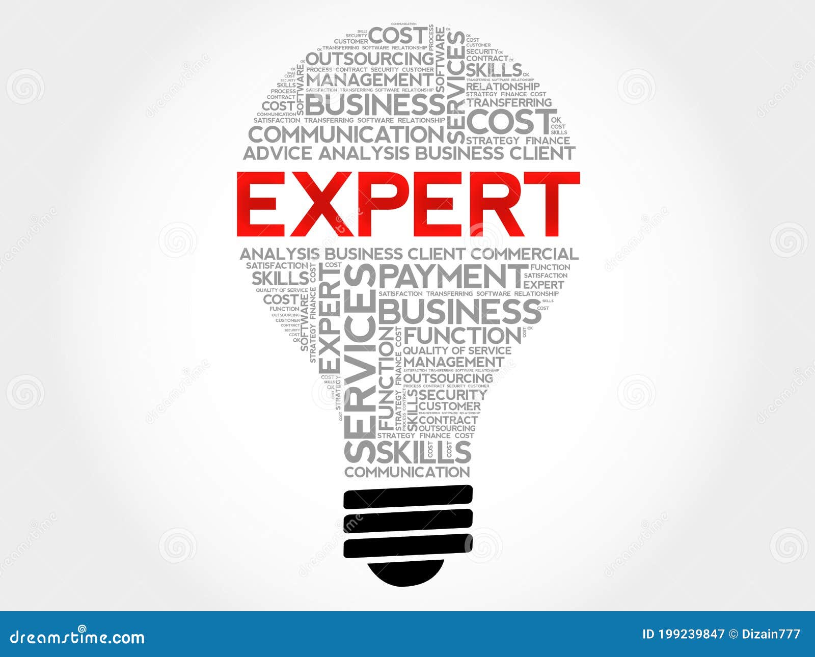 Expert bulb word cloud stock illustration. Illustration of experience ...