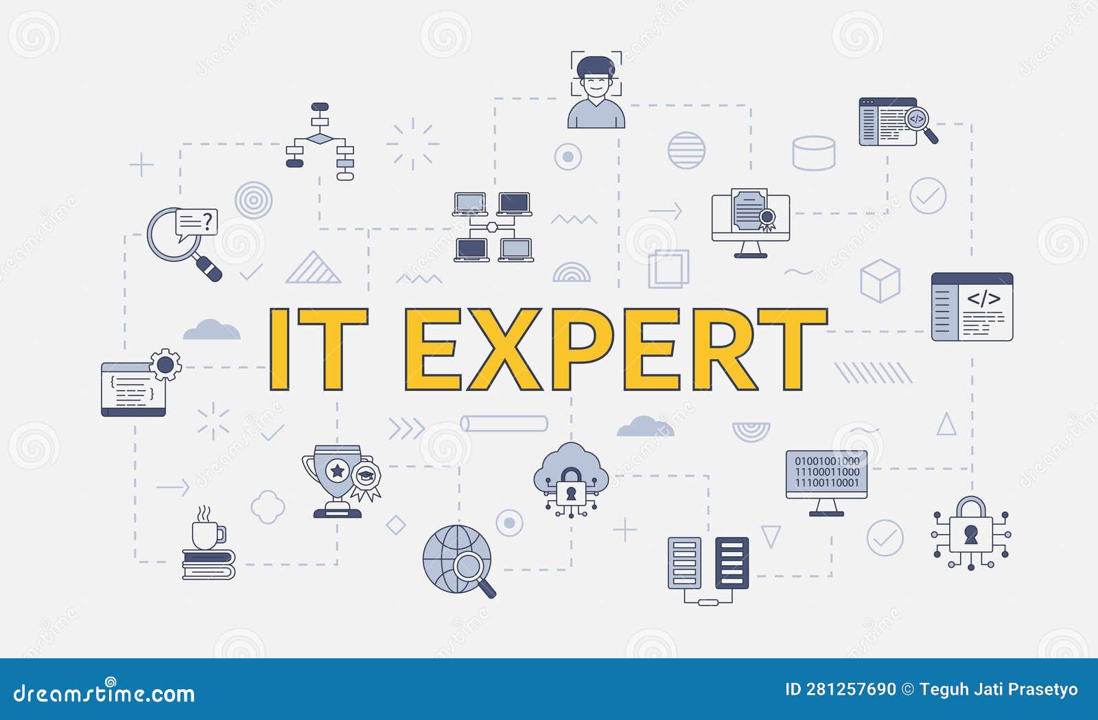 It Expert Concept with Icon Set with Big Word or Text on Center Stock ...