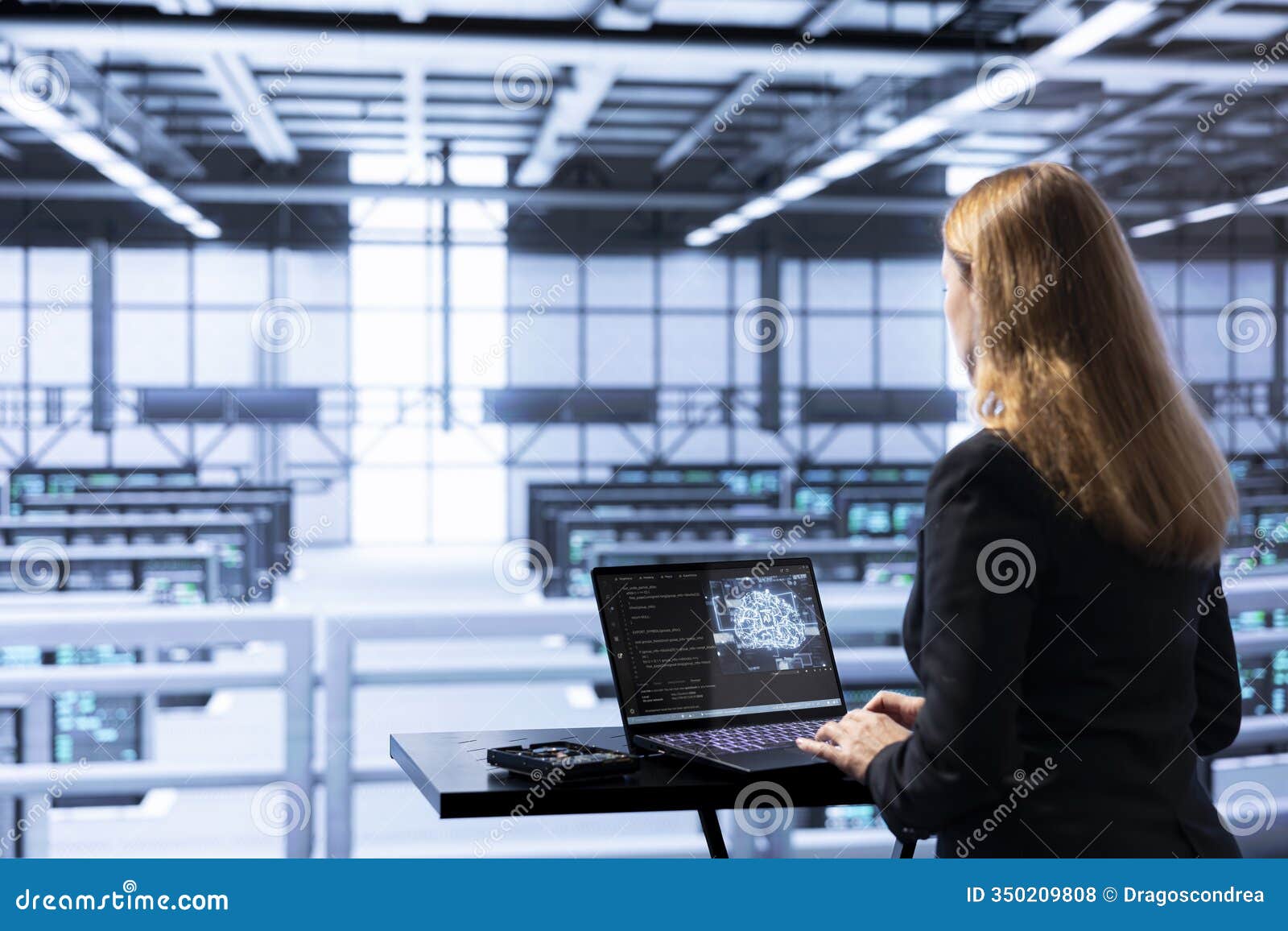 It Expert in Data Center Updating AI Systems, Writing Intricate Binary Code Stock Photo - Image ...
