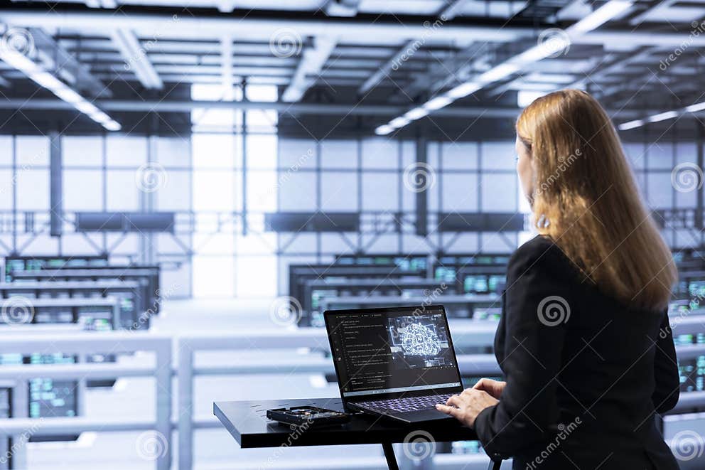 It Expert in Data Center Updating AI Systems, Writing Intricate Binary Code Stock Photo - Image ...