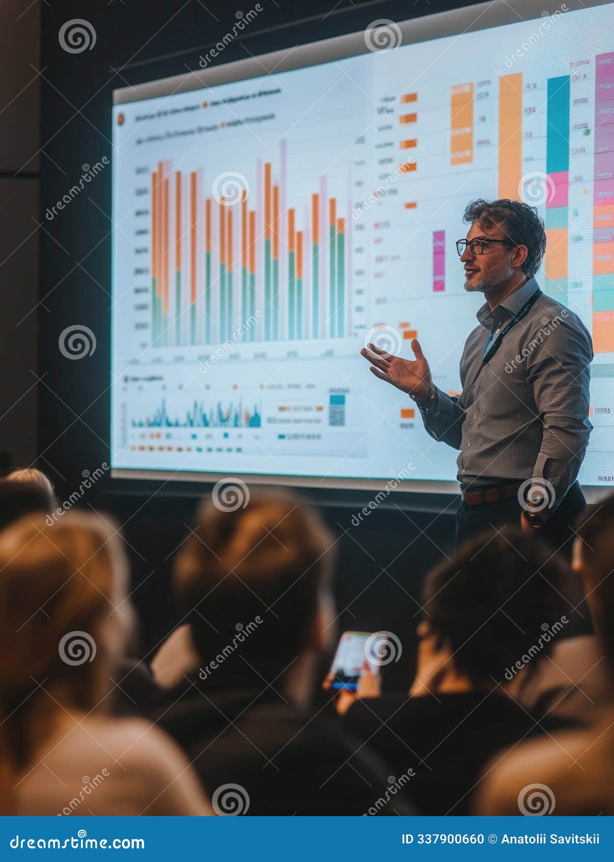 An Expert is Delivering a Presentation at a Conference, Engaging the ...