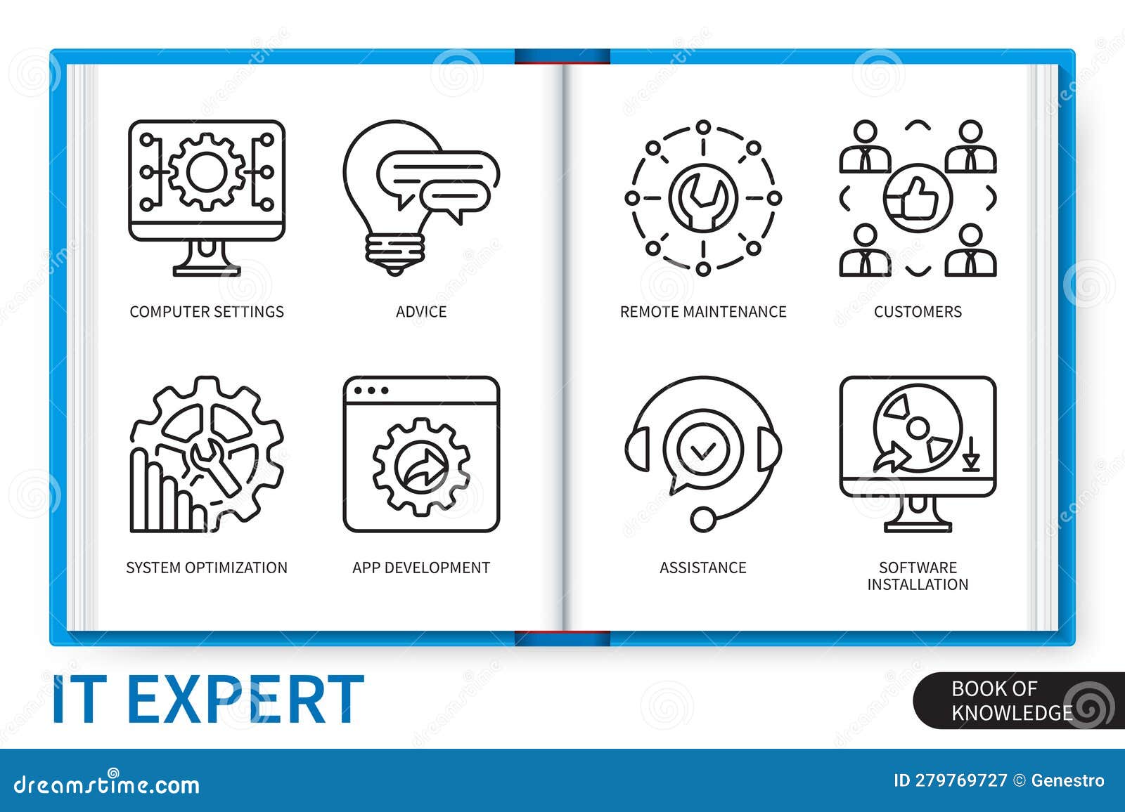 It Expert Infographics Linear Icons Collection Stock Illustration ...