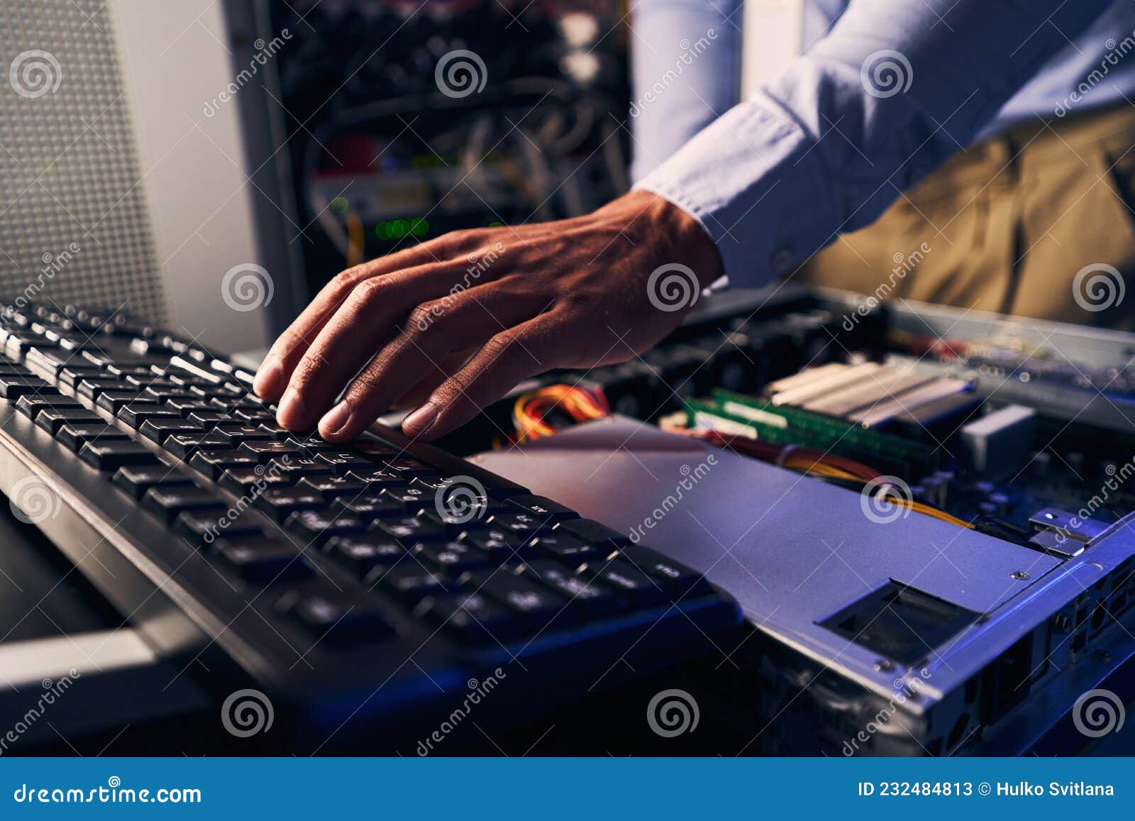Expert Male System Administrator Upgrading Computer Components Stock ...
