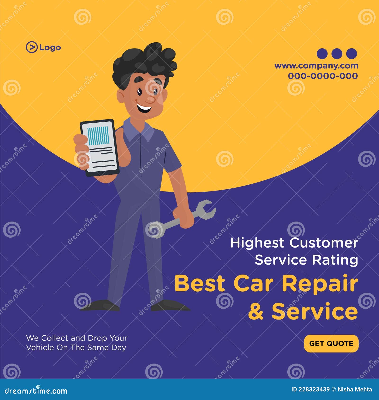 Banner Design of Two Wheeler Repair Services Stock Vector ...