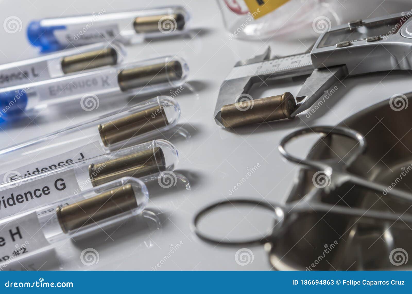 Expert Police Measures Bullet Caliber in Ballistic Lab Stock Image ...