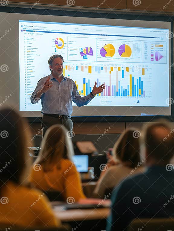 An Expert Presents at a Conference, Engaging the Audience with Data ...