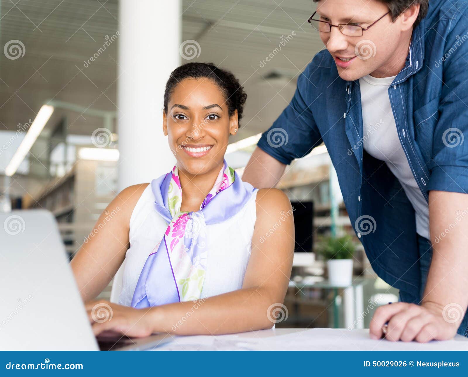 Expert is Ready To Help Her with Her Work Stock Photo - Image of ...