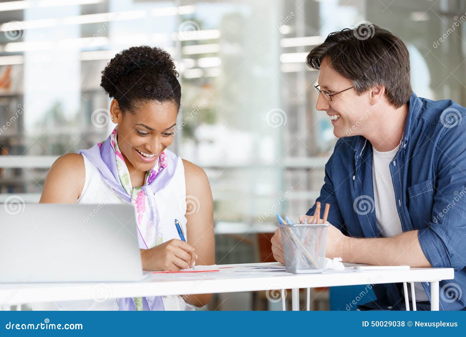 Expert is Ready To Help Her with Her Work Stock Photo - Image of modern ...
