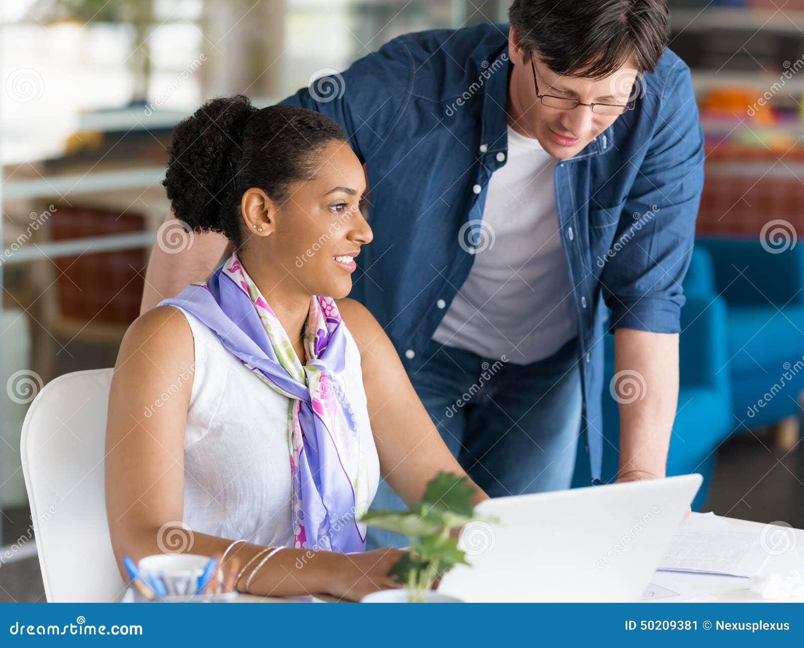 Expert is Ready To Help Her with Her Work Stock Image - Image of office ...