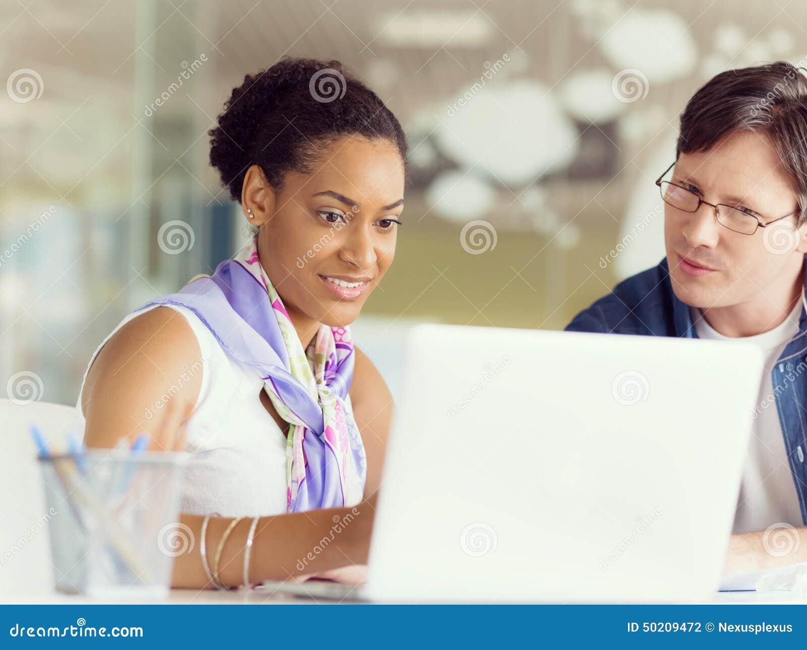 Expert is Ready To Help Her with Her Work Stock Photo - Image of help ...