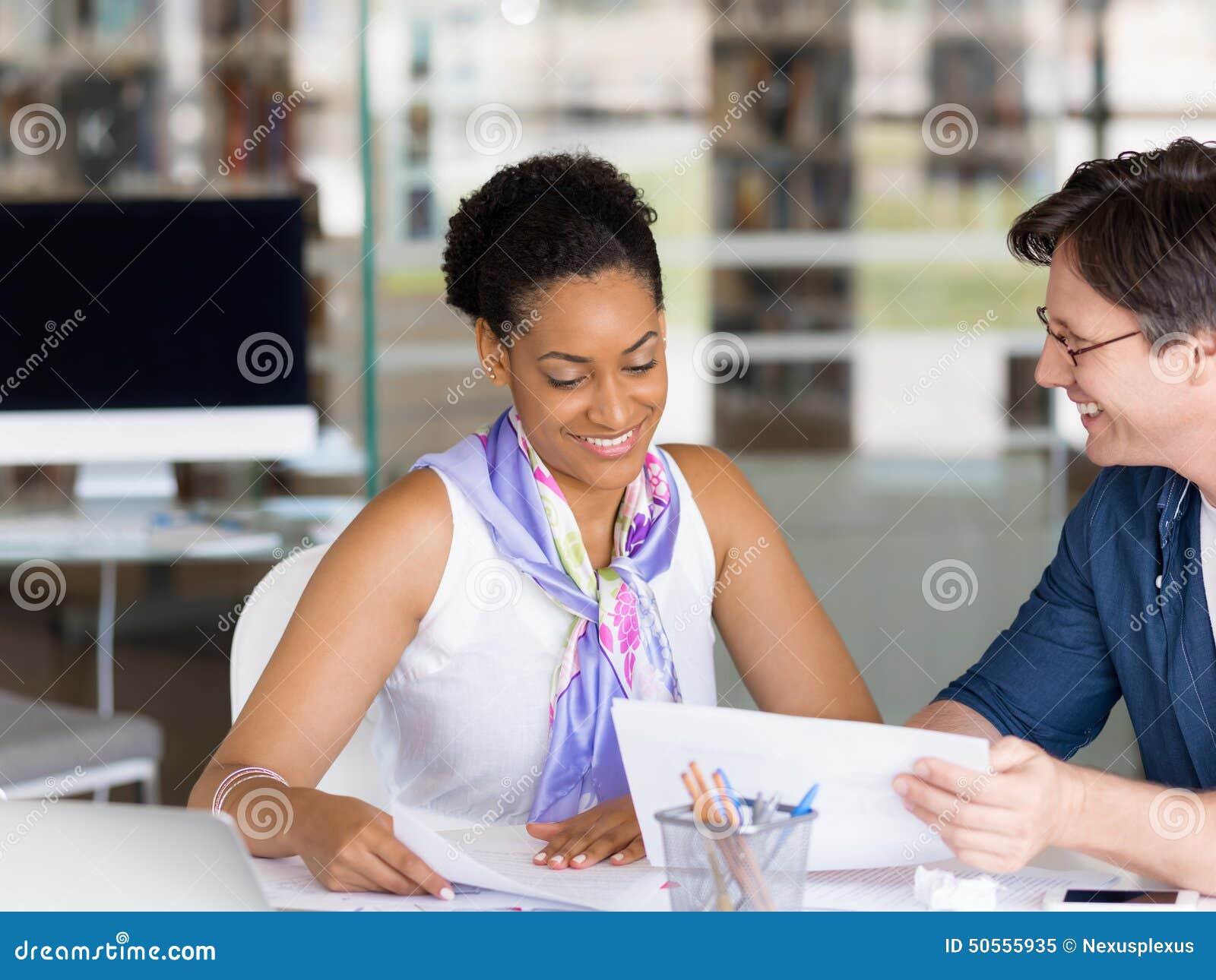 Expert is Ready To Help Her with Her Work Stock Image - Image of person ...