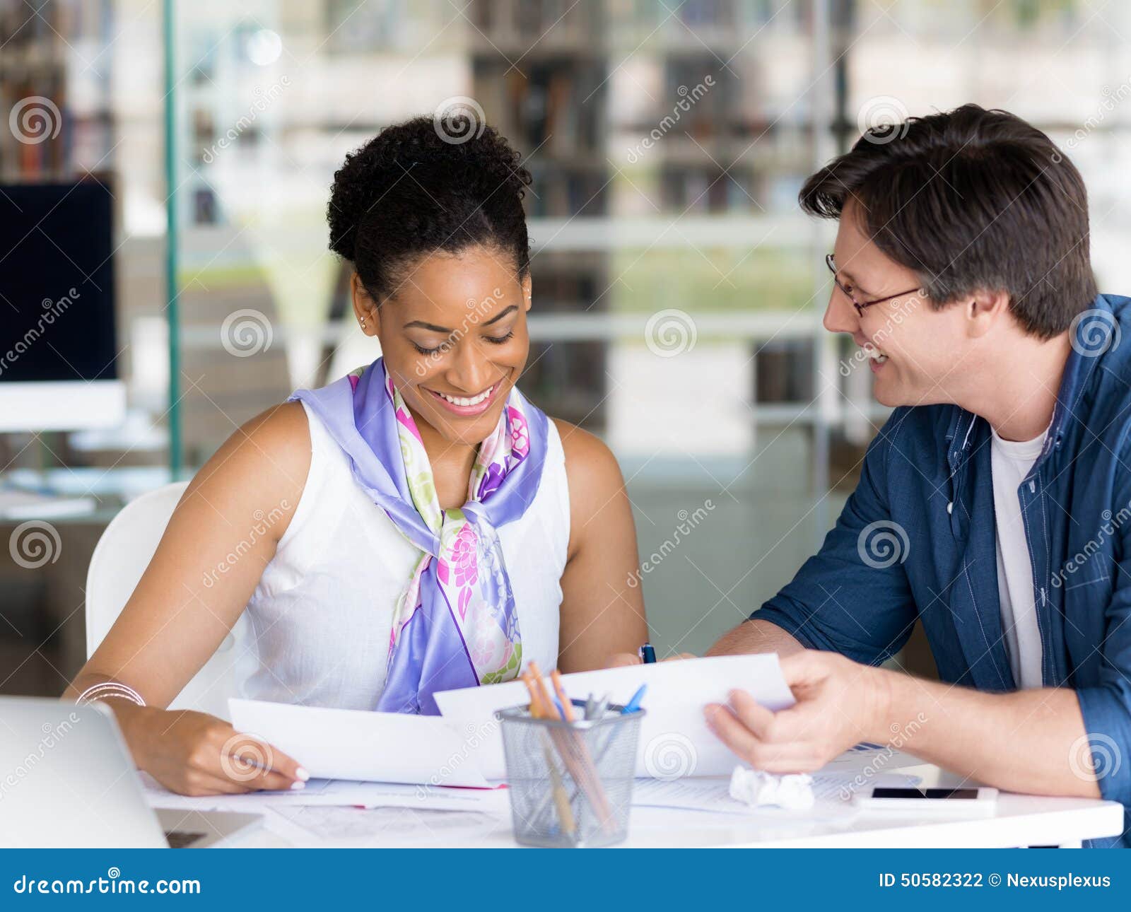 Expert is Ready To Help Her with Her Work Stock Photo - Image of ...