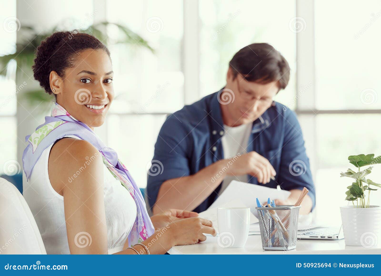 Expert is Ready To Help Her with Her Work Stock Photo - Image of ...