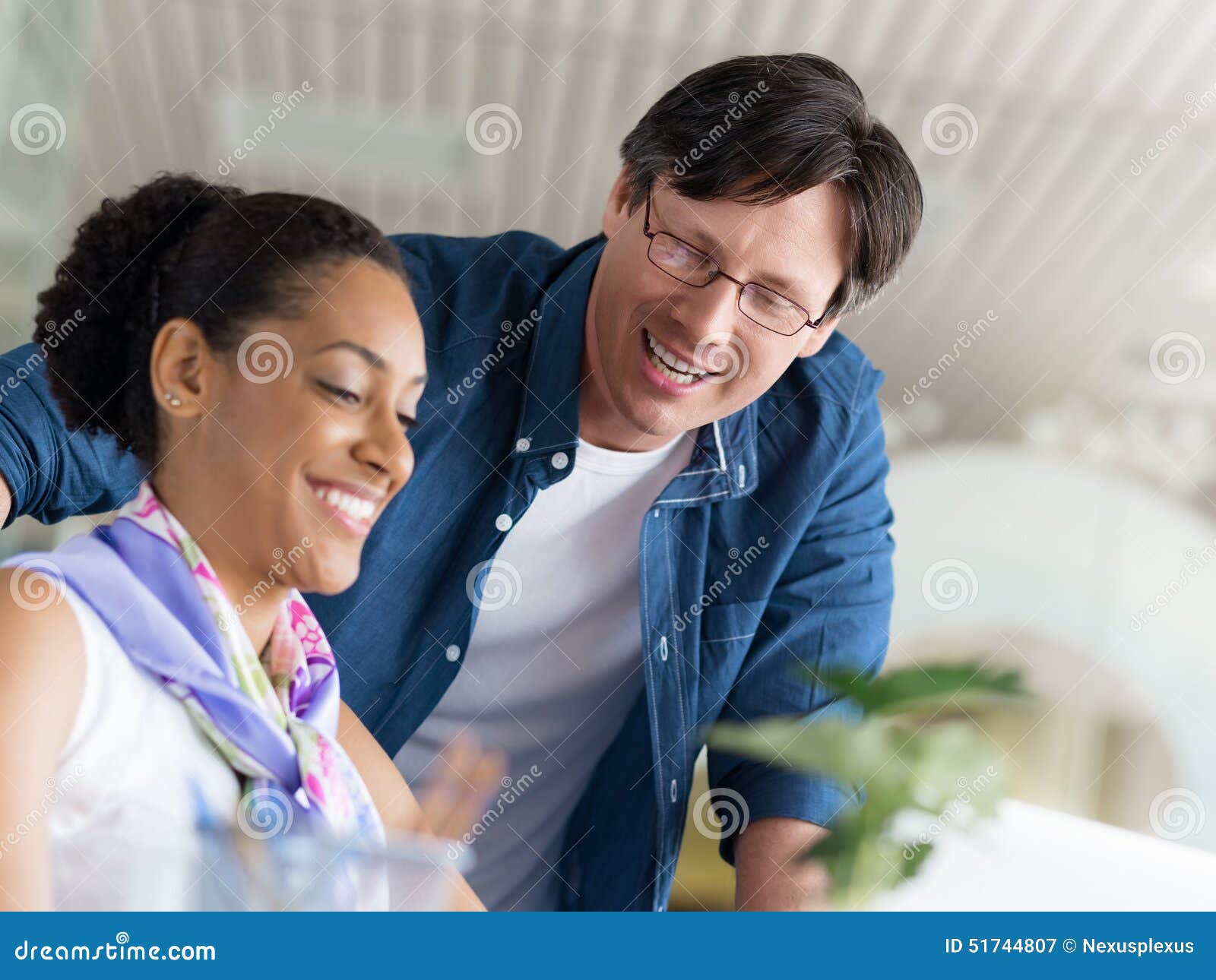 Expert is Ready To Help Her with Her Work Stock Image - Image of ...