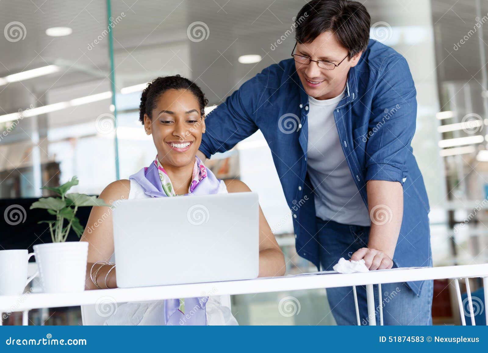 Expert is Ready To Help Her with Her Work Stock Image - Image of help ...