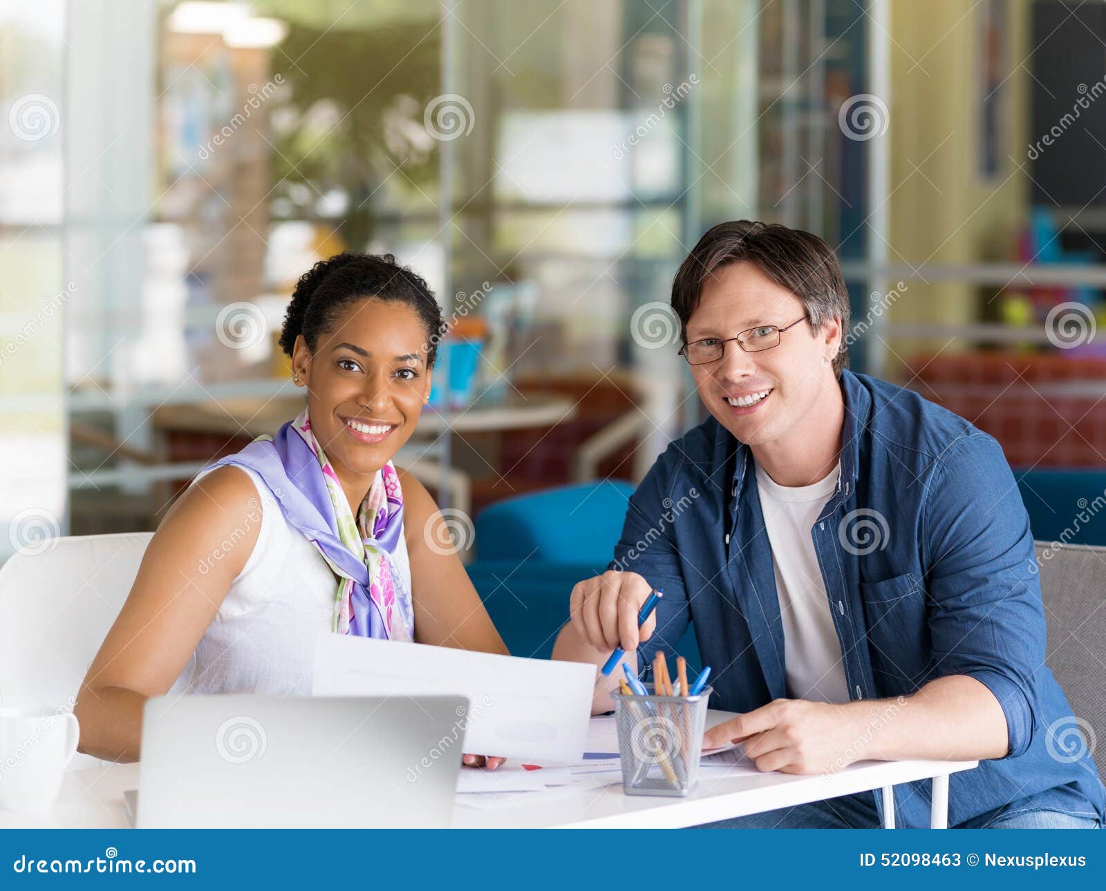 Expert is Ready To Help Her with Her Work Stock Image - Image of ...