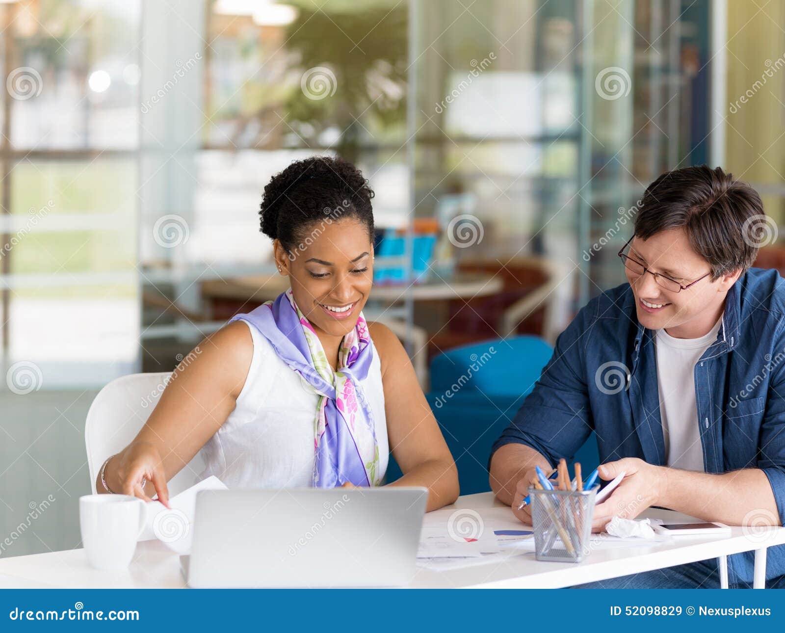 Expert is Ready To Help Her with Her Work Stock Image - Image of ...
