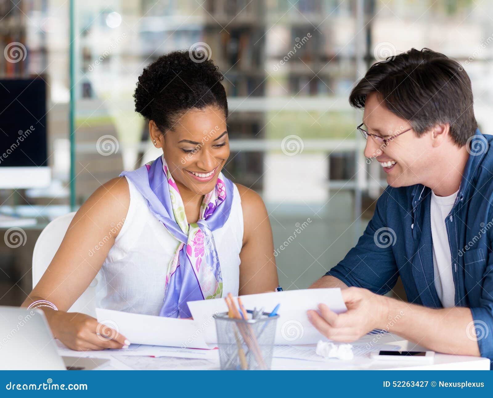 Expert is Ready To Help Her with Her Work Stock Image - Image of ...