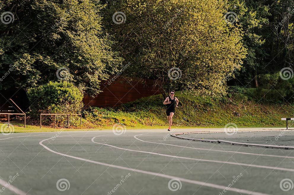 Expert Runner Using the Inside Lane of the Track during the 400m Sprint ...