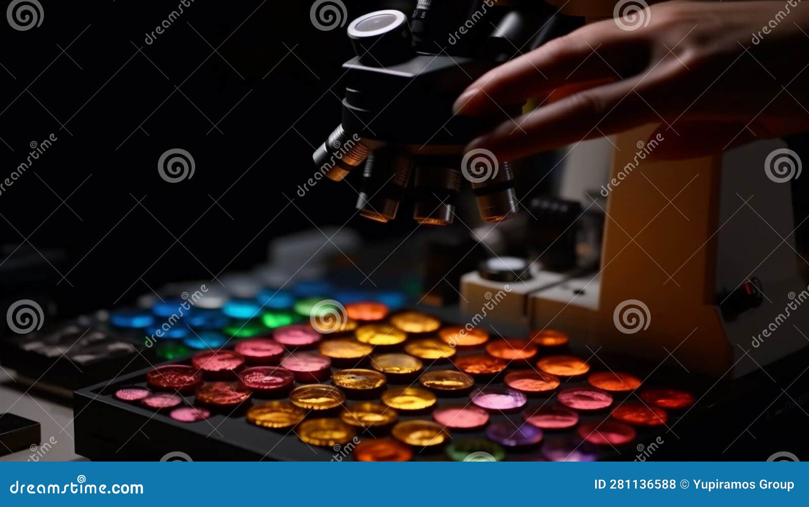 Expert Technician Analyzing Medical Sample with Automated Microscope ...