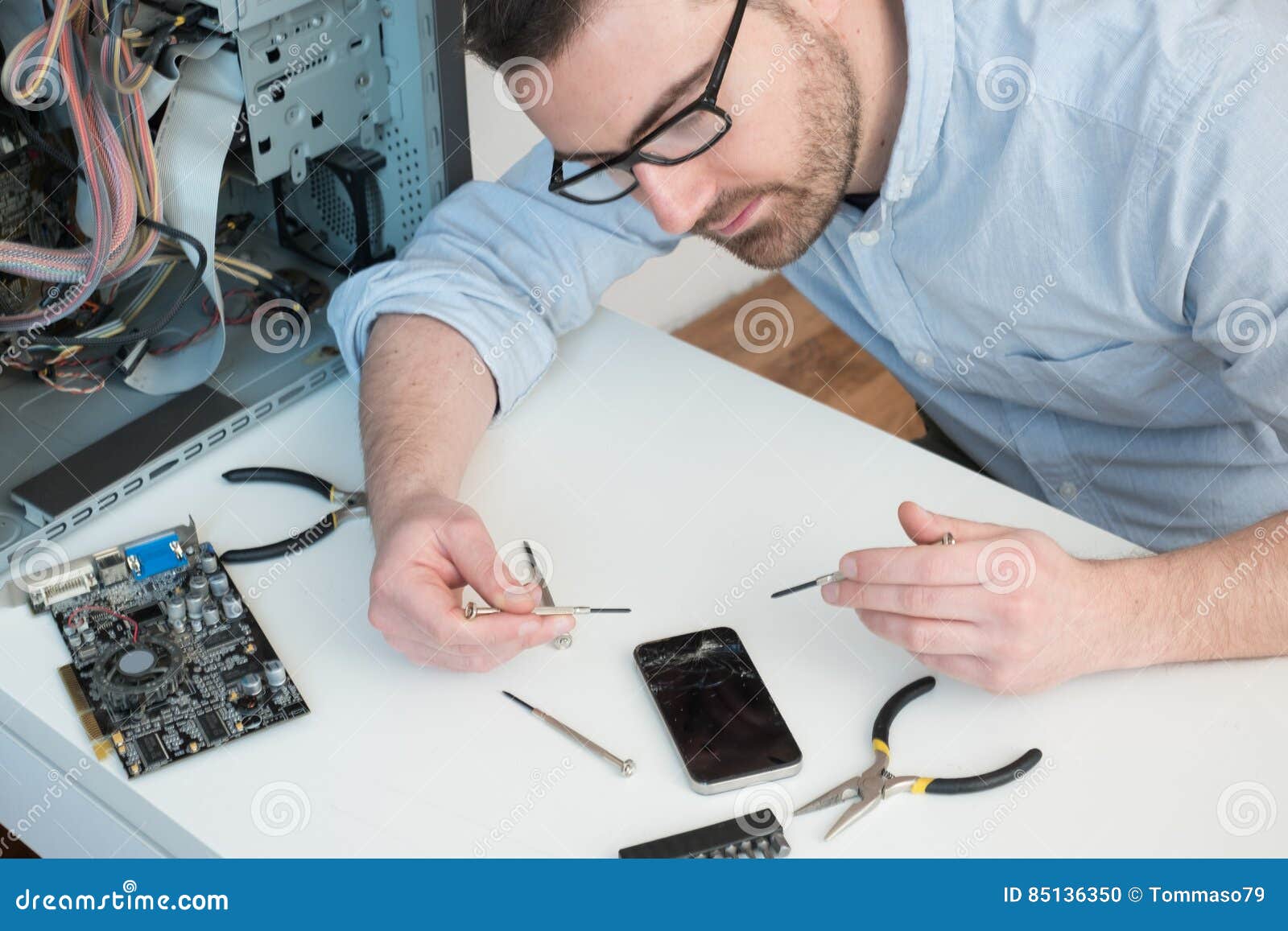 Expert Technician is Repairing Smart-phone Stock Photo - Image of ...