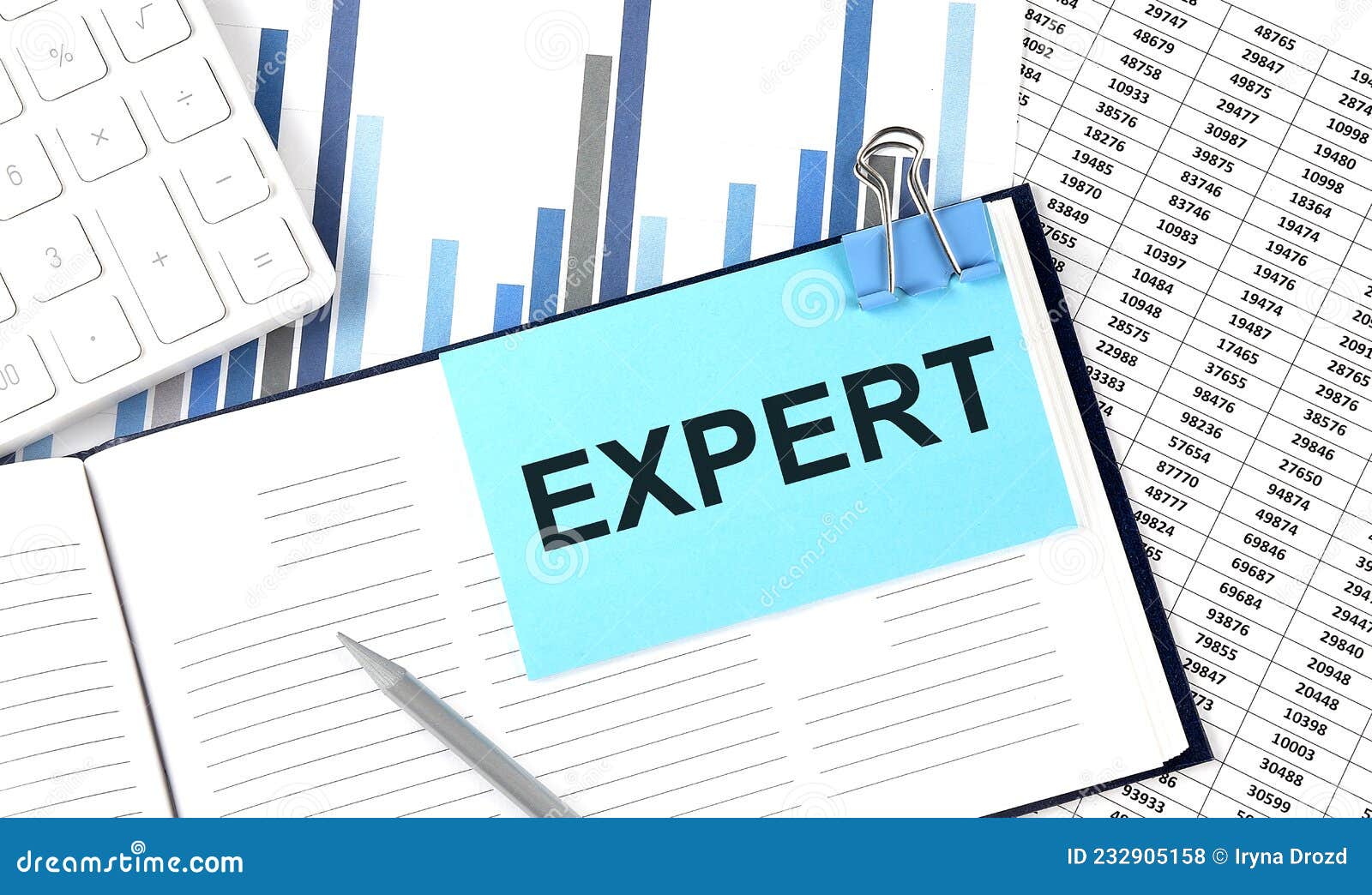 EXPERT Text on Blue Sticker on the Chart Background Near Calculator ...