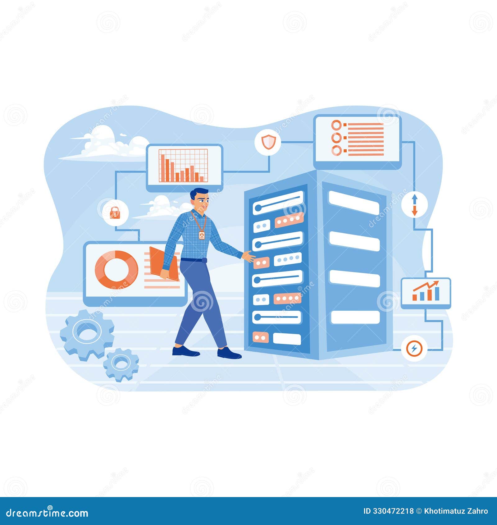 It Experts Check and Maintain the Server Room. Business Data is Stored ...