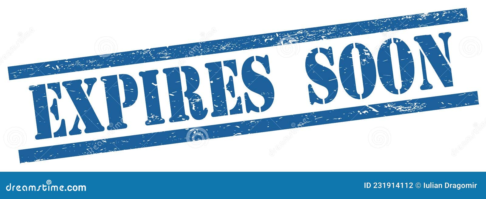 EXPIRES SOON Text on Blue Grungy Rectangle Stamp Stock Illustration ...