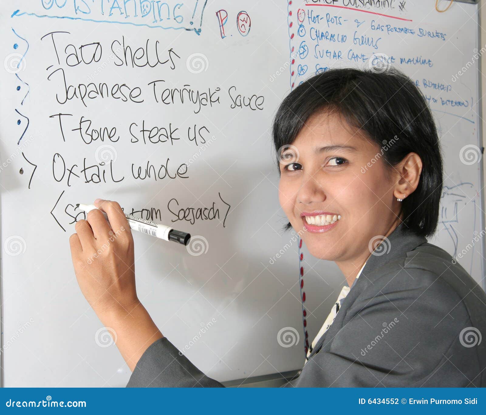 Explain on white board stock photo. Image of attractive - 6434552