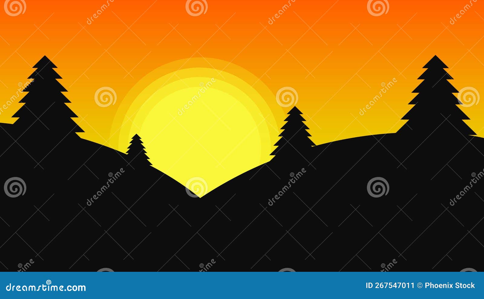 Explainer Video Animation Background. Simple Flat 2D Sunset Landscape ...