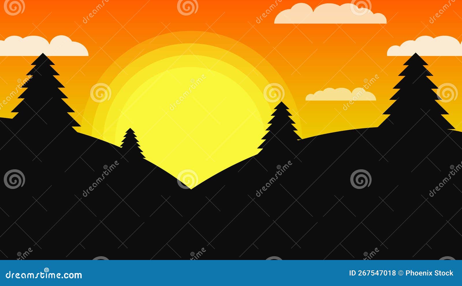 Explainer Video Animation Background. Simple Flat 2D Sunset Landscape ...