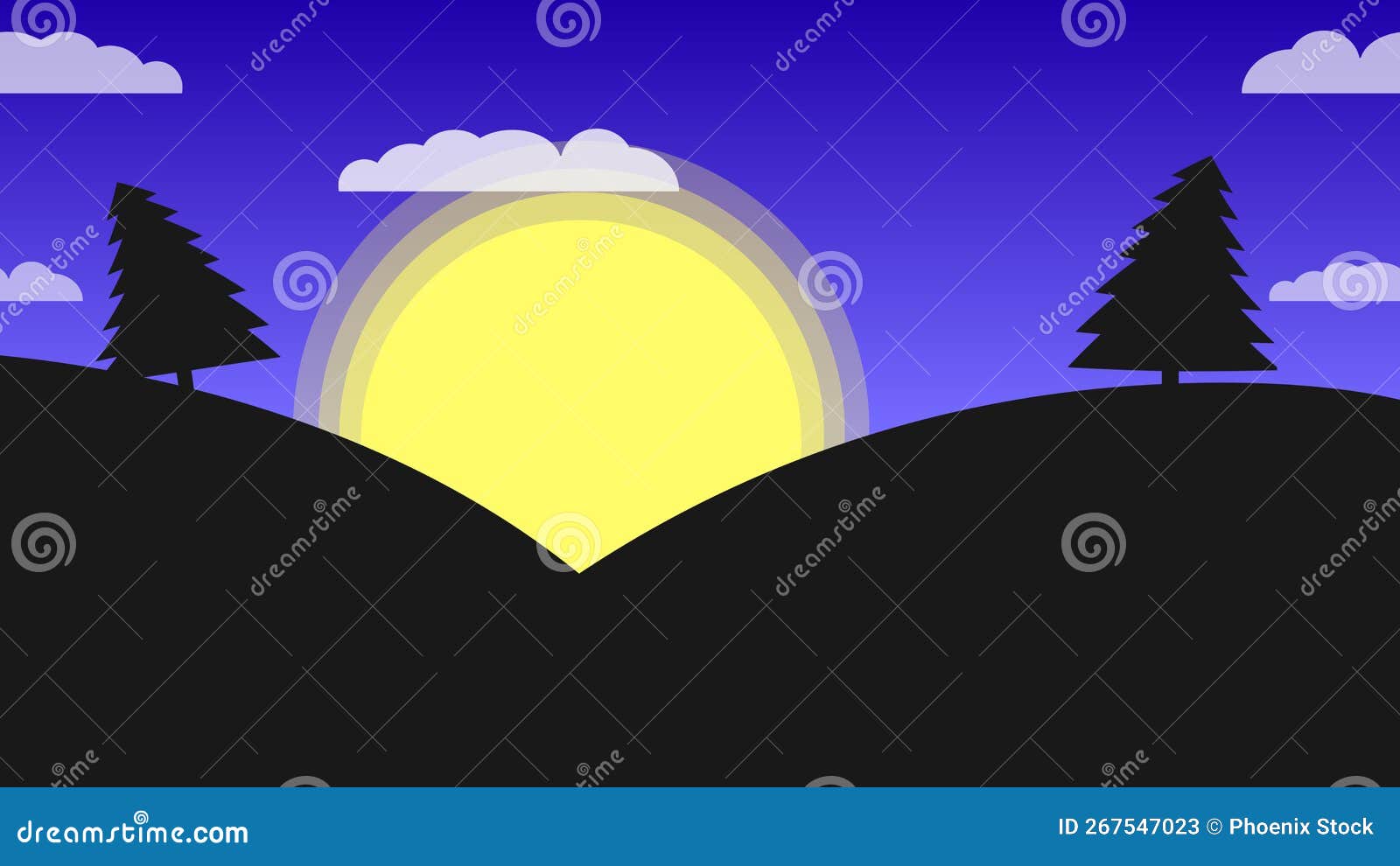 Explainer Video Animation Background. Simple Flat 2D Sunset Landscape ...