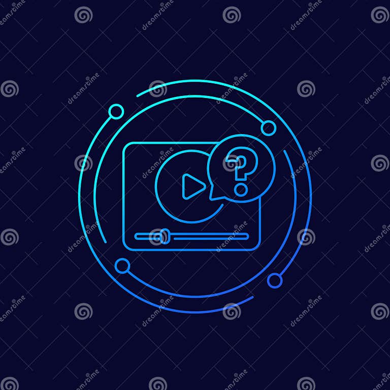 Explainer Video Icon, Linear Design Stock Vector - Illustration of help ...