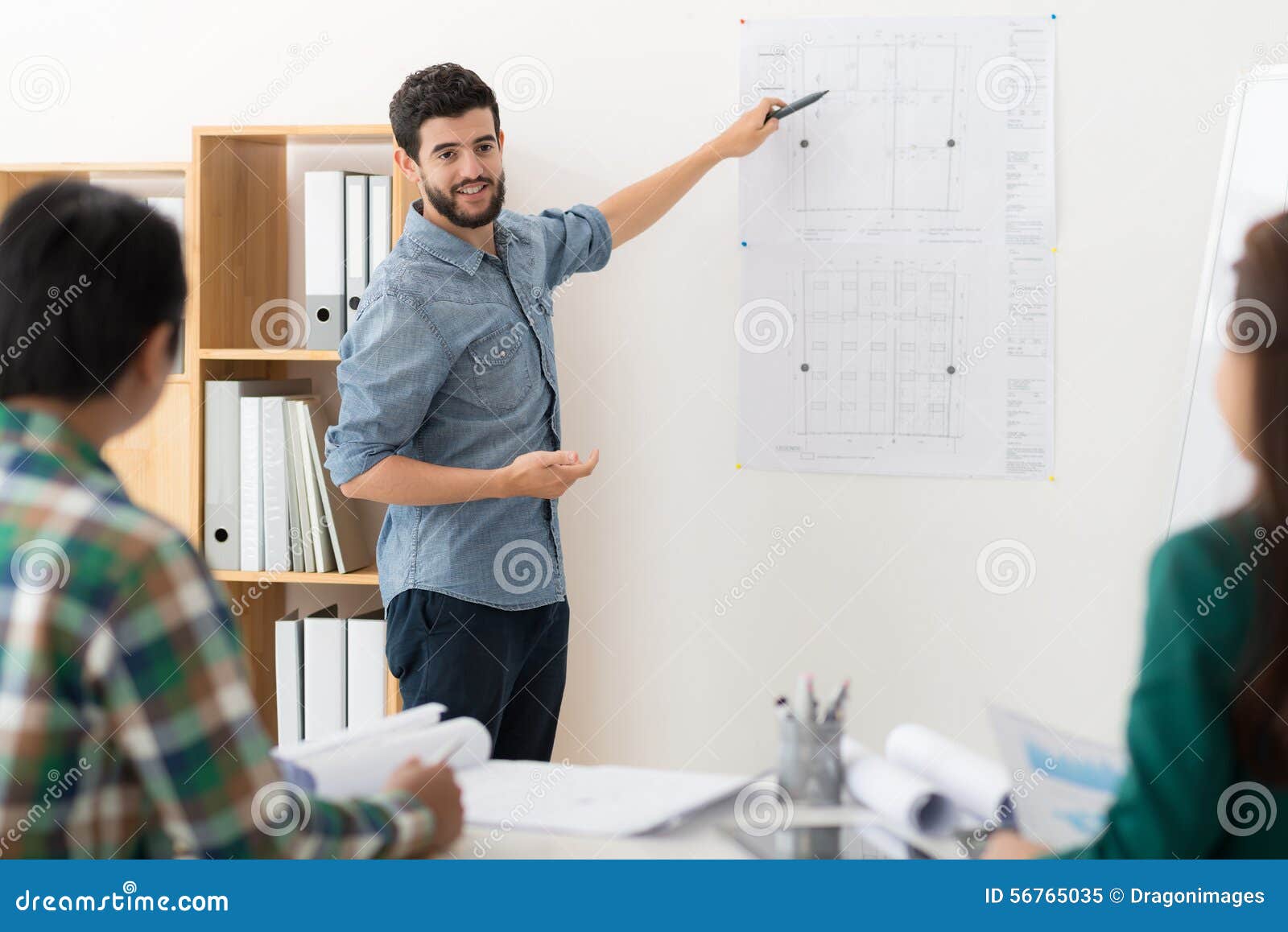 Explaining blueprint stock image. Image of construction - 56765035