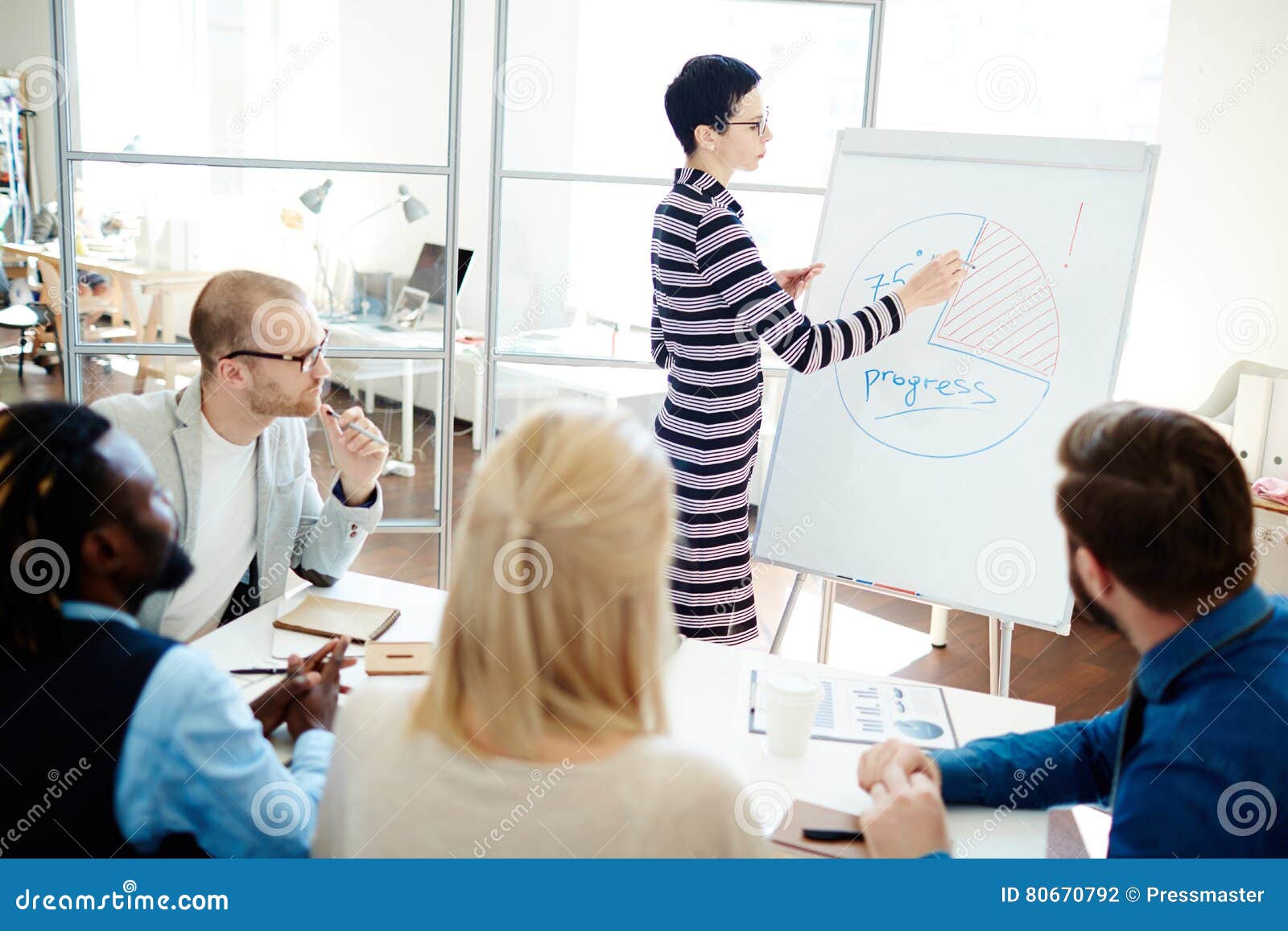 Explaining chart stock photo. Image of seminar, women - 80670792