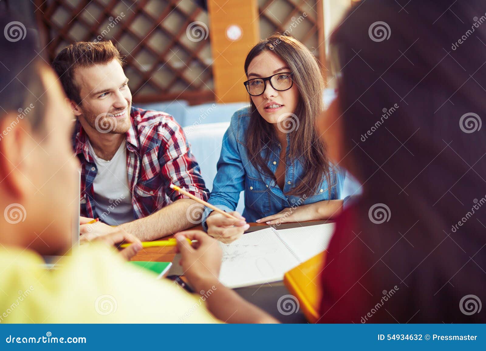 Explaining girl stock photo. Image of female, explain - 54934632