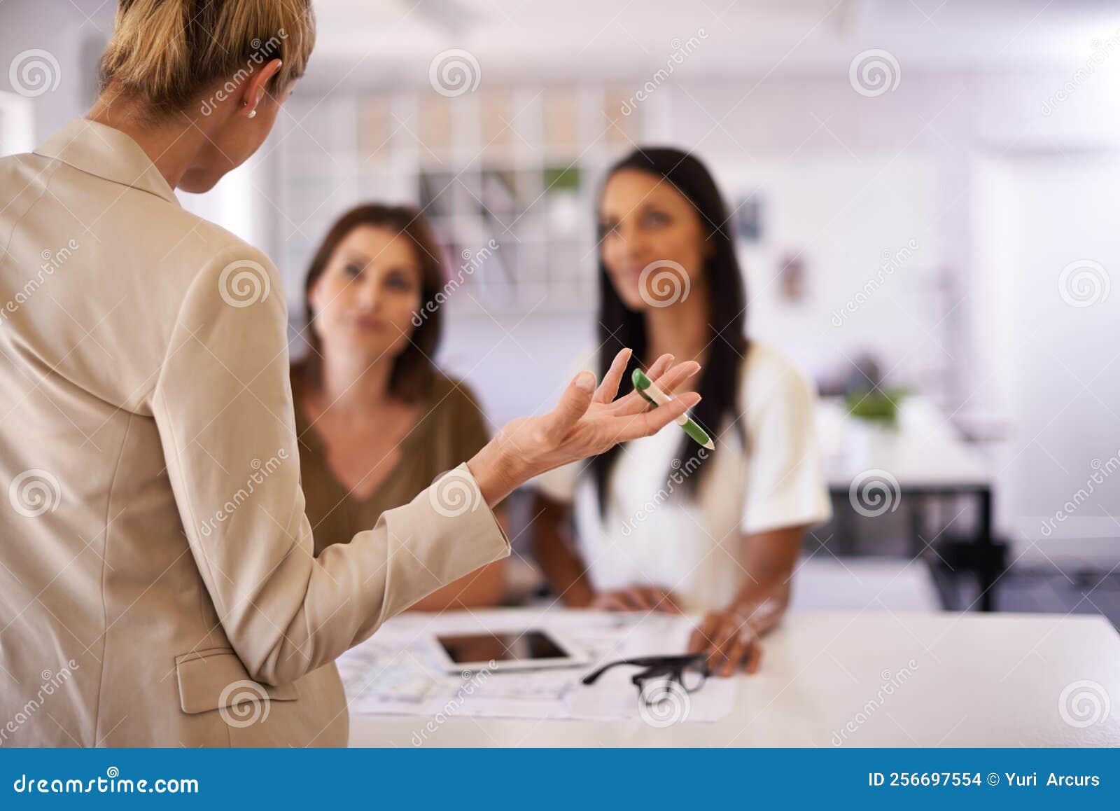 Explaining Her Design Strategy. Rear-view Shot of a Female Architect ...