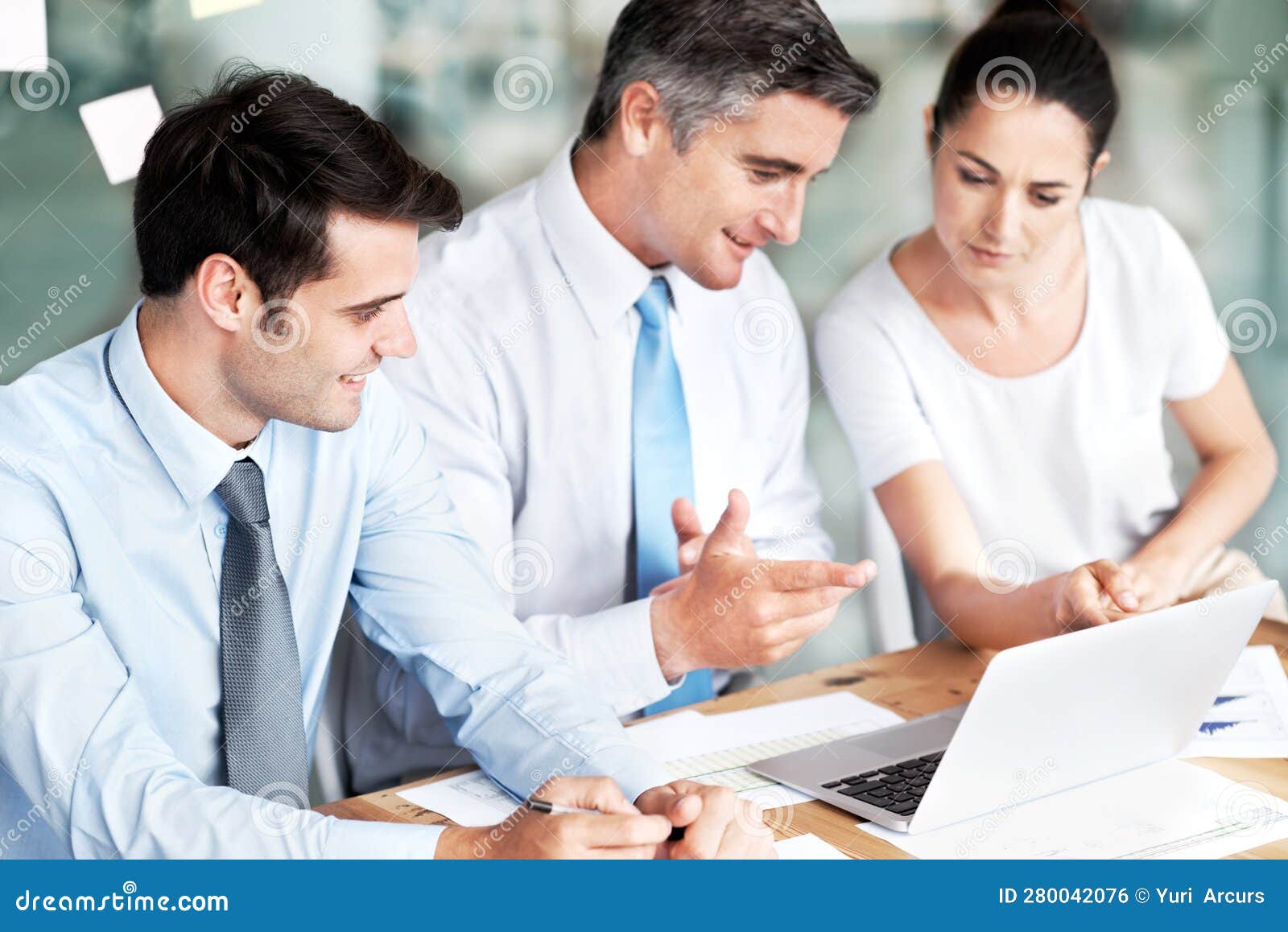 Explaining His Ideas. Group of Businesspeople Working Together on a ...