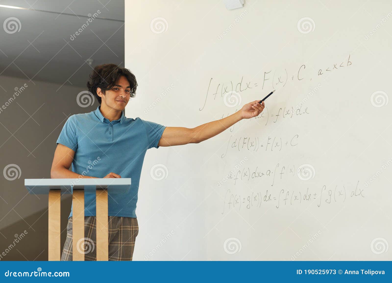 Explaining Math Solution at Blackboard Stock Image - Image of student ...