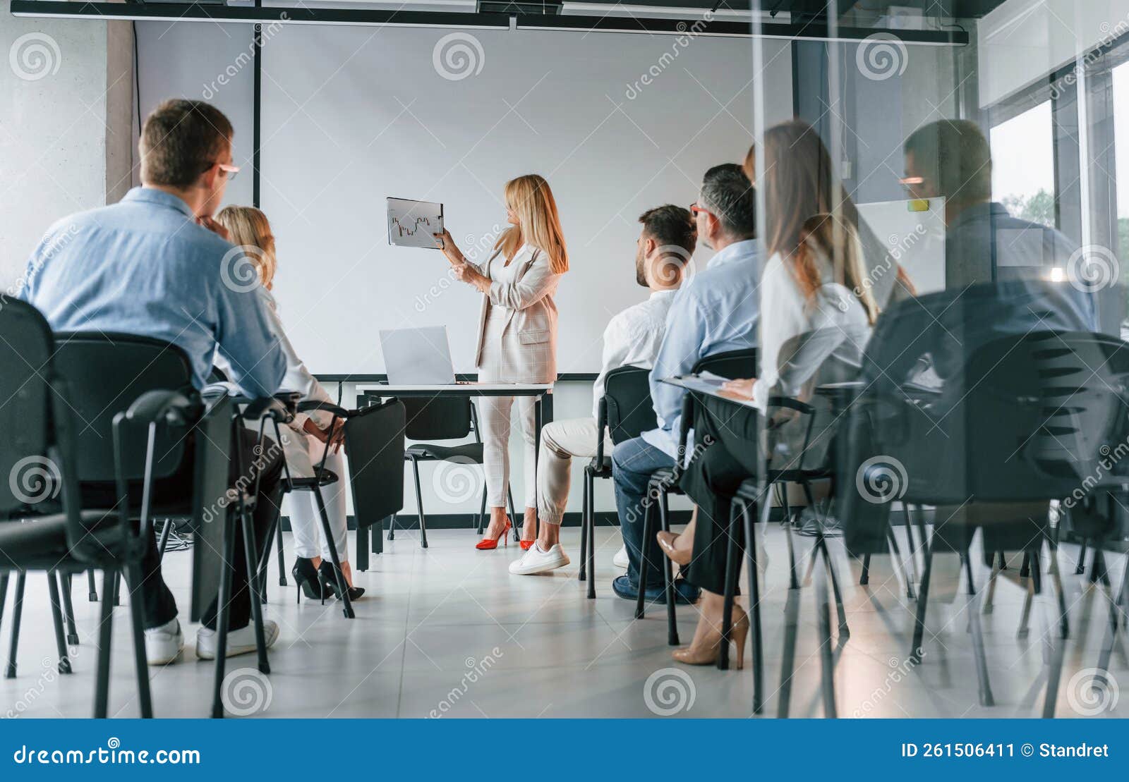 Explaining New Stuff for Students. Group of Professional Business ...