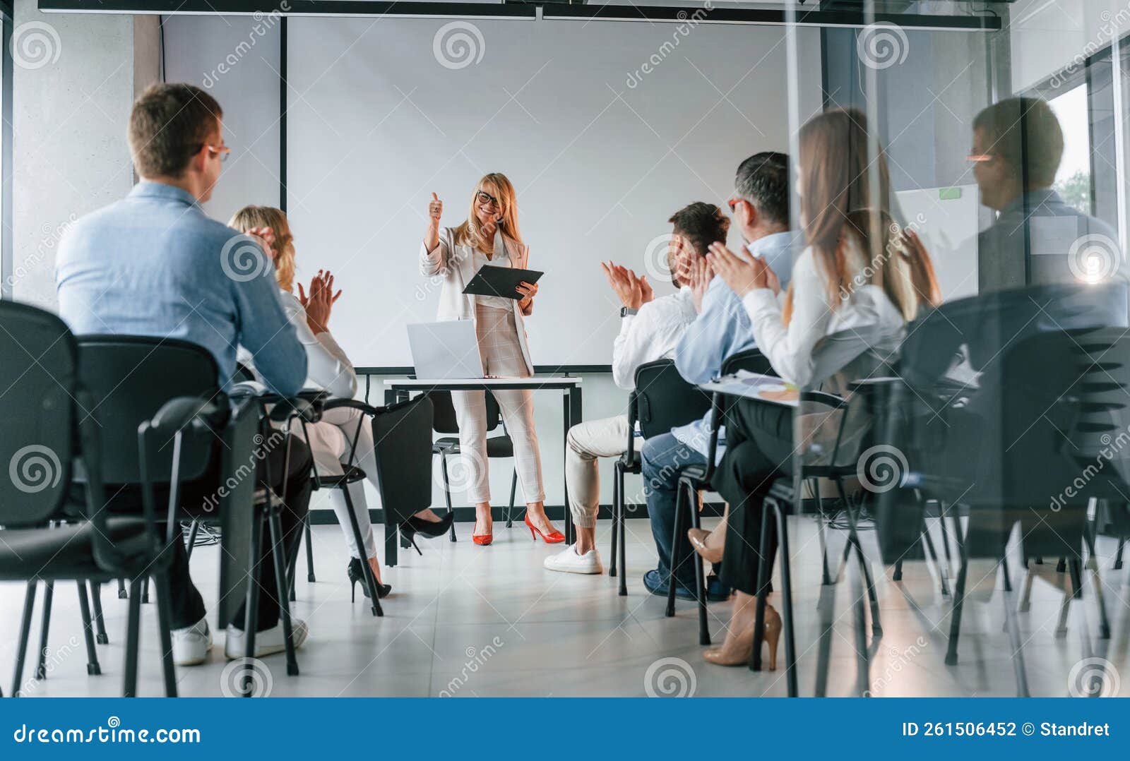 Explaining New Stuff for Students. Group of Professional Business ...