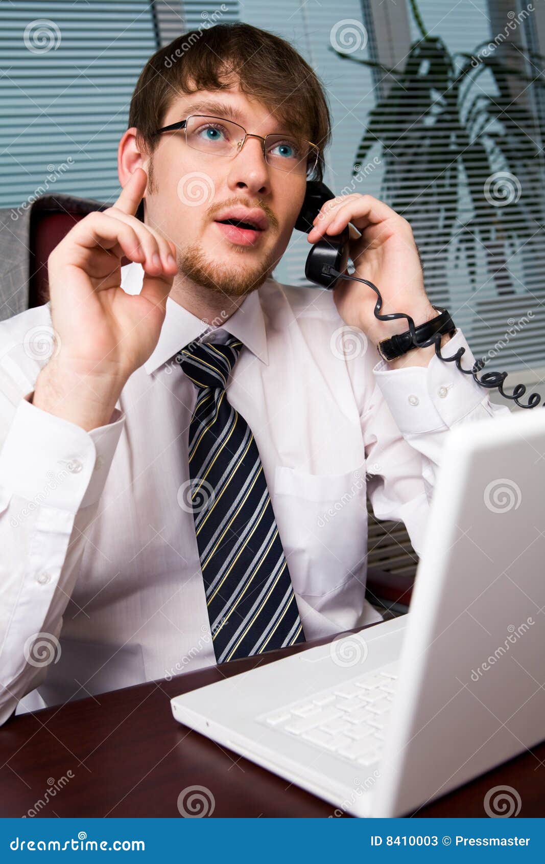 Explaining by the phone stock image. Image of computer - 8410003
