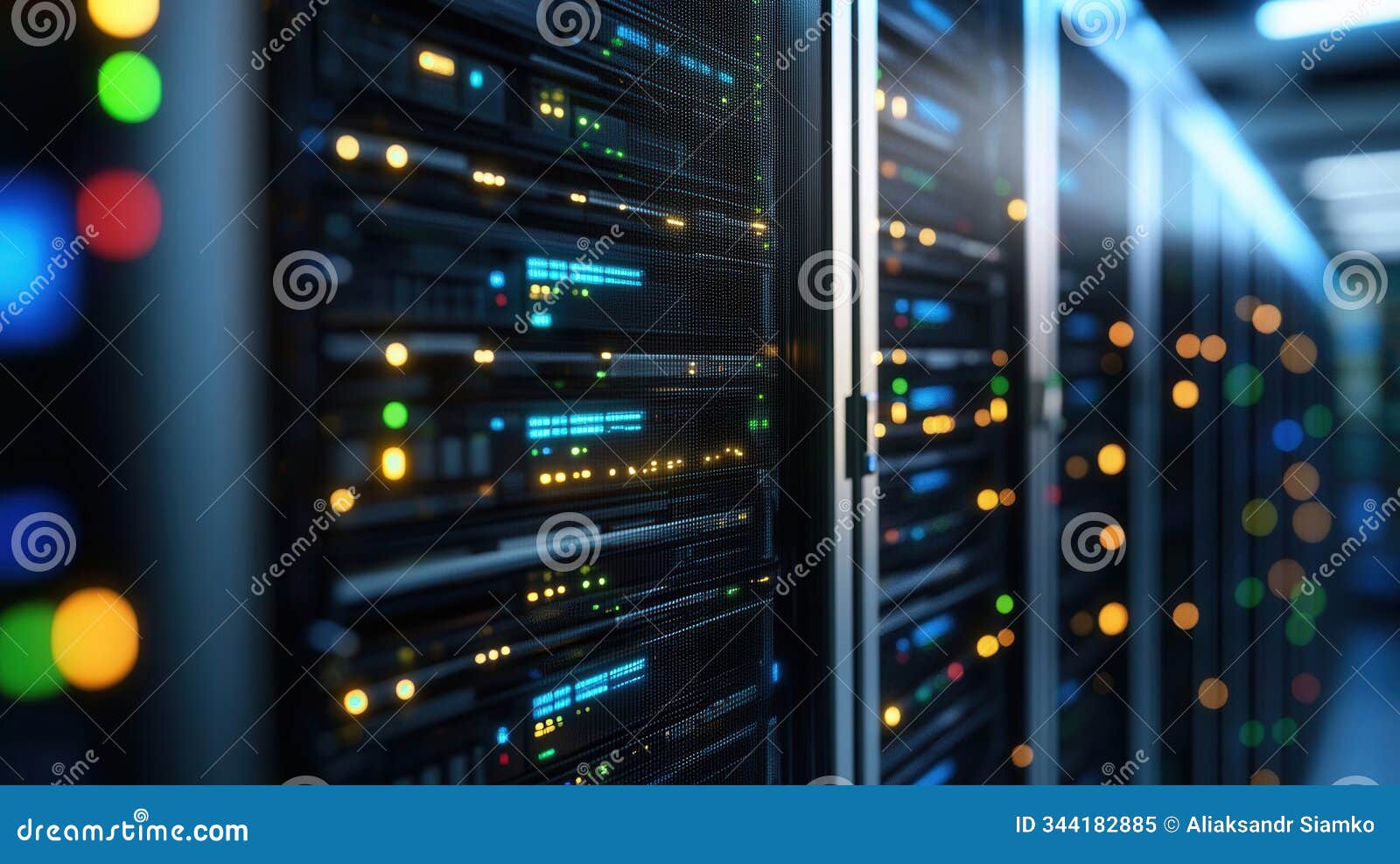 Explaining Tech Details in a Server Room Stock Illustration - Illustration of server ...