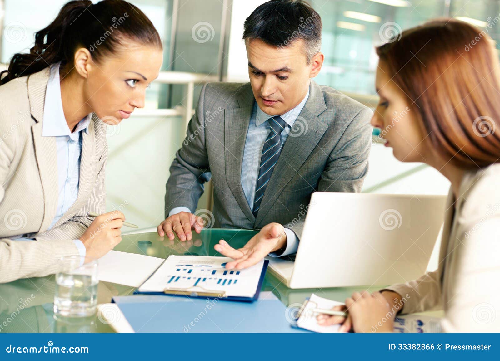 Explaining work stock photo. Image of gathered, business - 33382866