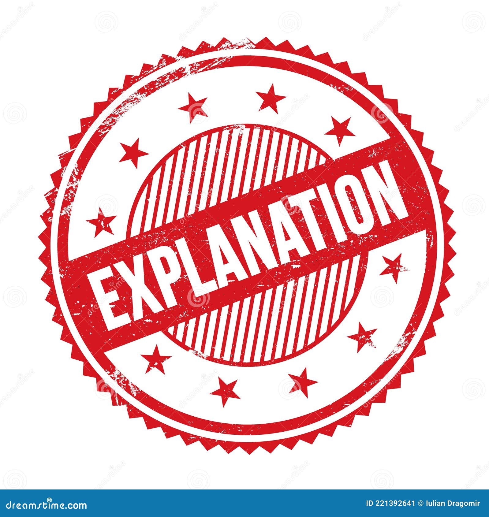 EXPLANATION Text Written on Red Grungy Round Stamp Stock Illustration ...