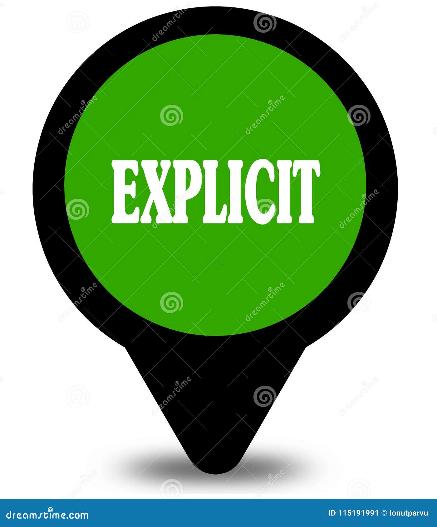 EXPLICIT on Green Location Pointer Graphic Stock Illustration ...