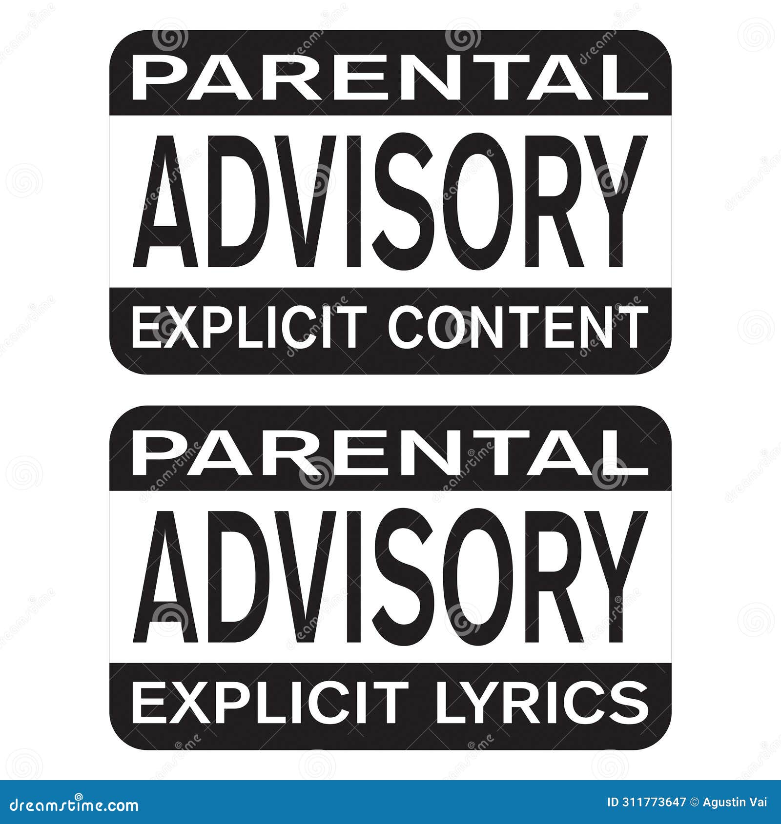 Explicit Lyrics and Explicit Content Parental Advisory Banners Stock ...